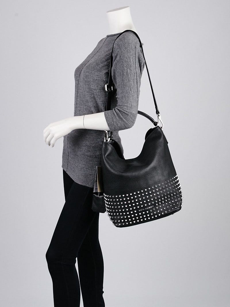 Burberry medium studded leather hobo bag store