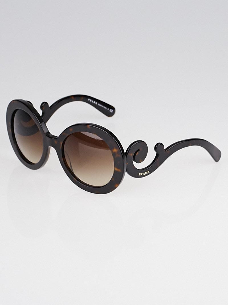 Prada Tortoise Shell Oversized Round Frame Baroque Sunglasses - SPR27N ...
