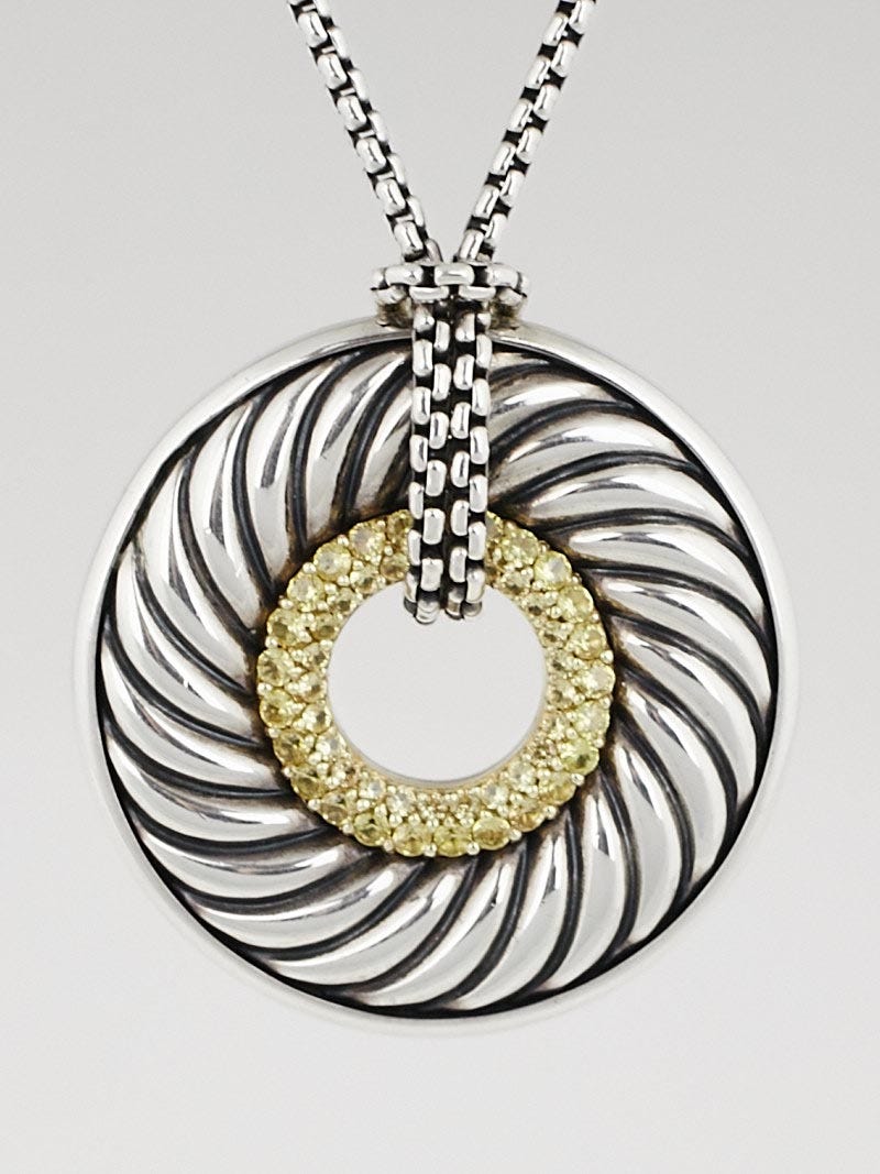David Yurman Sterling Silver and Yellow Sapphire Cable Classic Disc ...