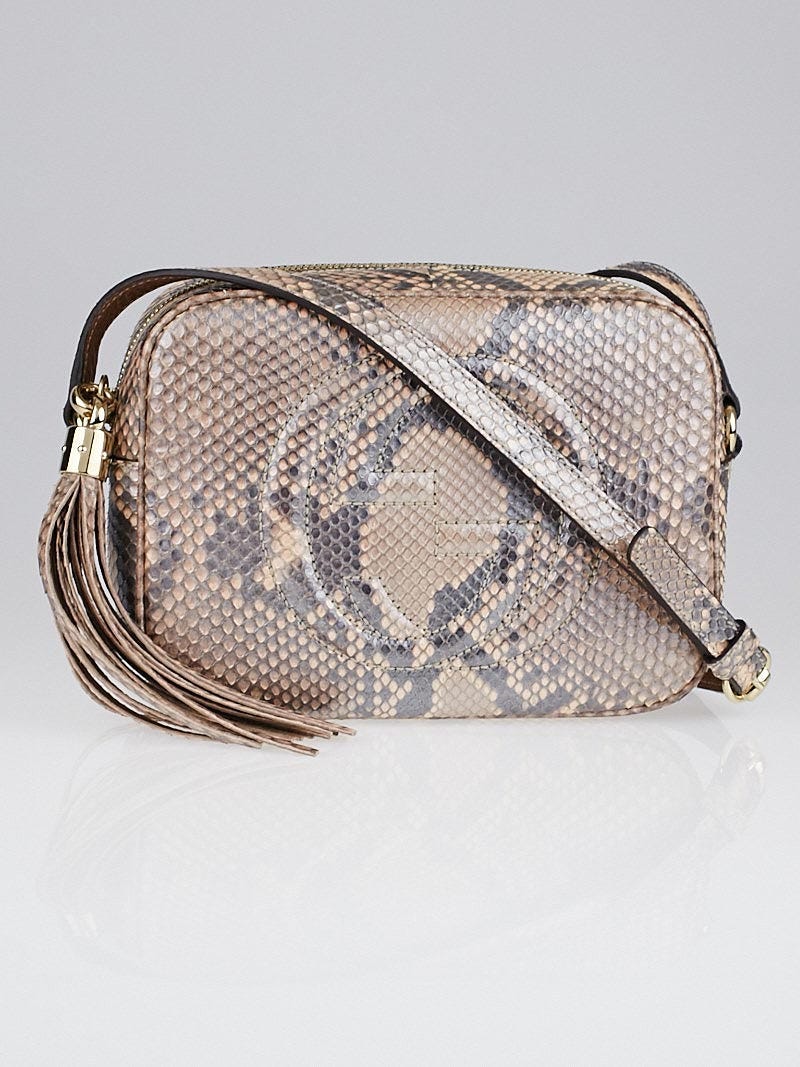 Gucci Metallic Pink Pearl Python Soho Disco Small Shoulder Bag | Yoogi ...
