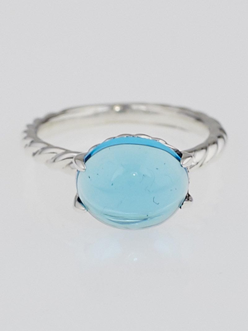 David Yurman 12x10mm Blue Topaz Color Classics Ring Size 7 | Yoogi's Closet