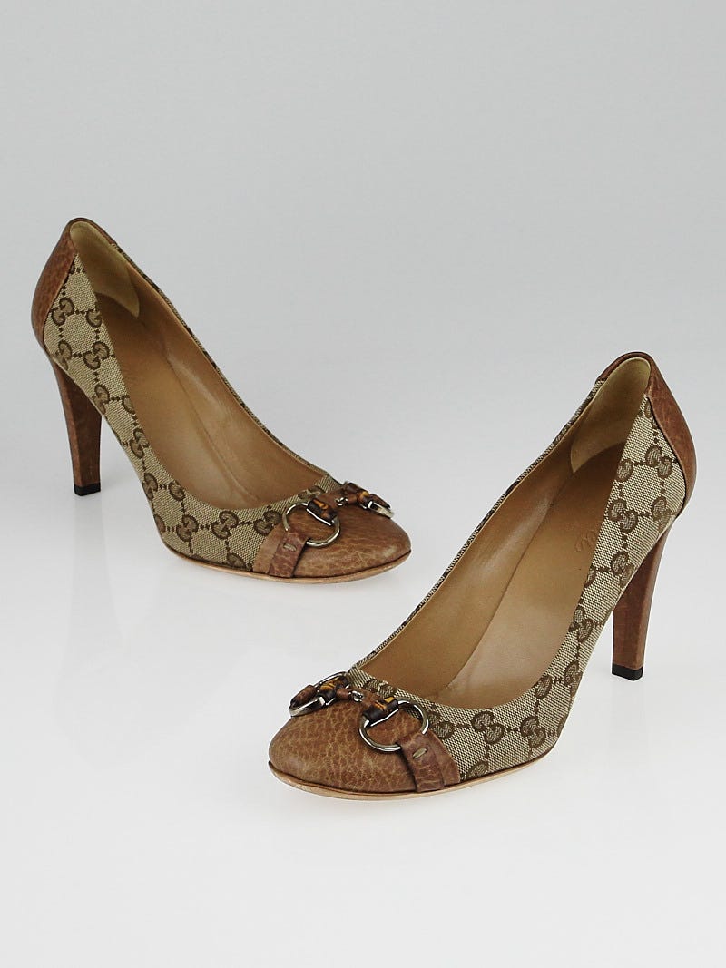 Gucci Beige GG Canvas Horsebit Cap Toe Pumps Size 8/38.5 Gucci Beige GG Canvas Horsebit Cap Toe Pumps Size 8/38.5