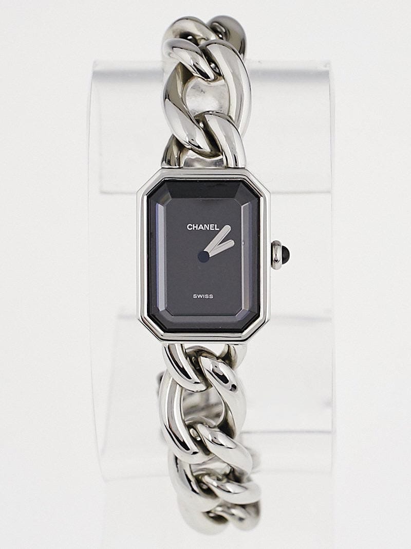 Chanel Stainless Steel Chain Black Dial Premiere Ladies Quartz Watch ...