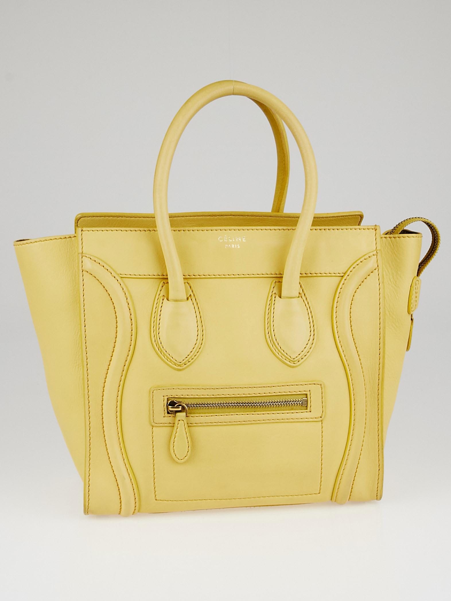 Celine Yellow Smooth Calfskin Leather Micro Luggage Tote Bag | Yoogi's ...