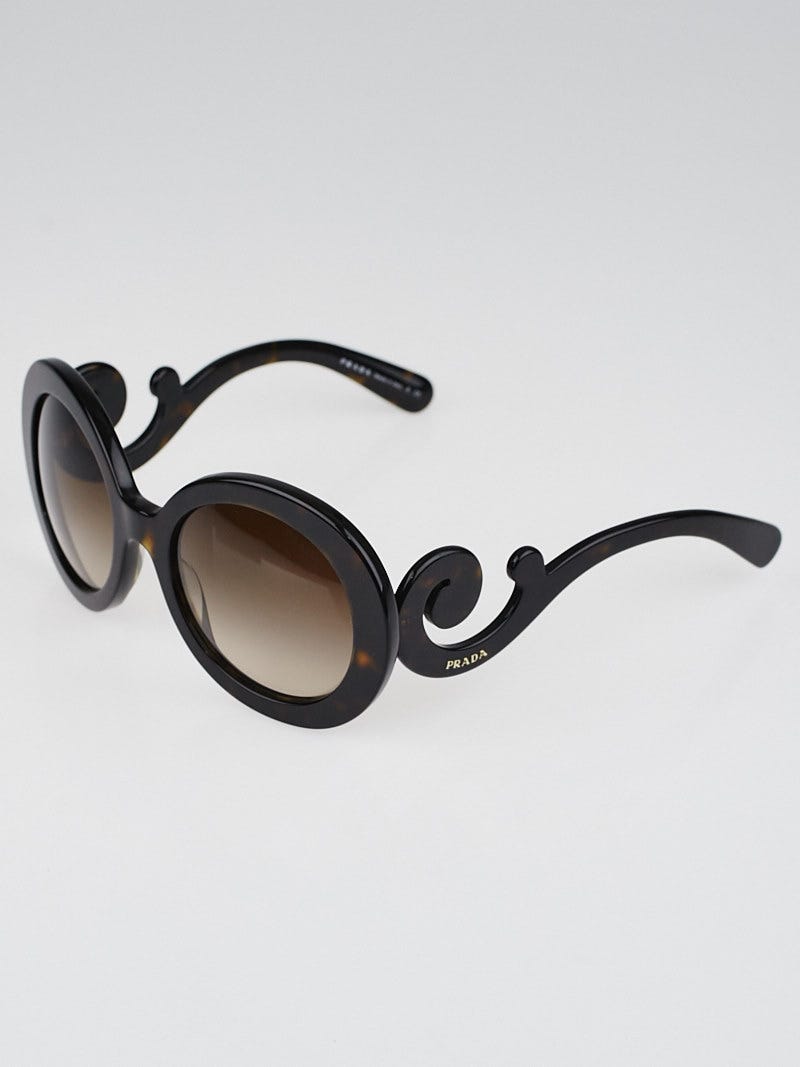 Prada Tortoise Shell Oversized Round Frame Baroque Sunglasses - SPR27N ...