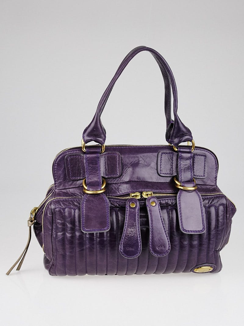 Chloe Purple Quilted Leather Large Bay Tote Bag | Yoogi's Closet