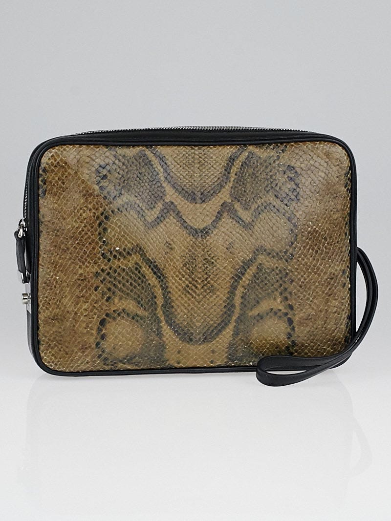 Celine Black Leather and Python Side Lock Dragonne Clutch Bag | Yoogi's ...
