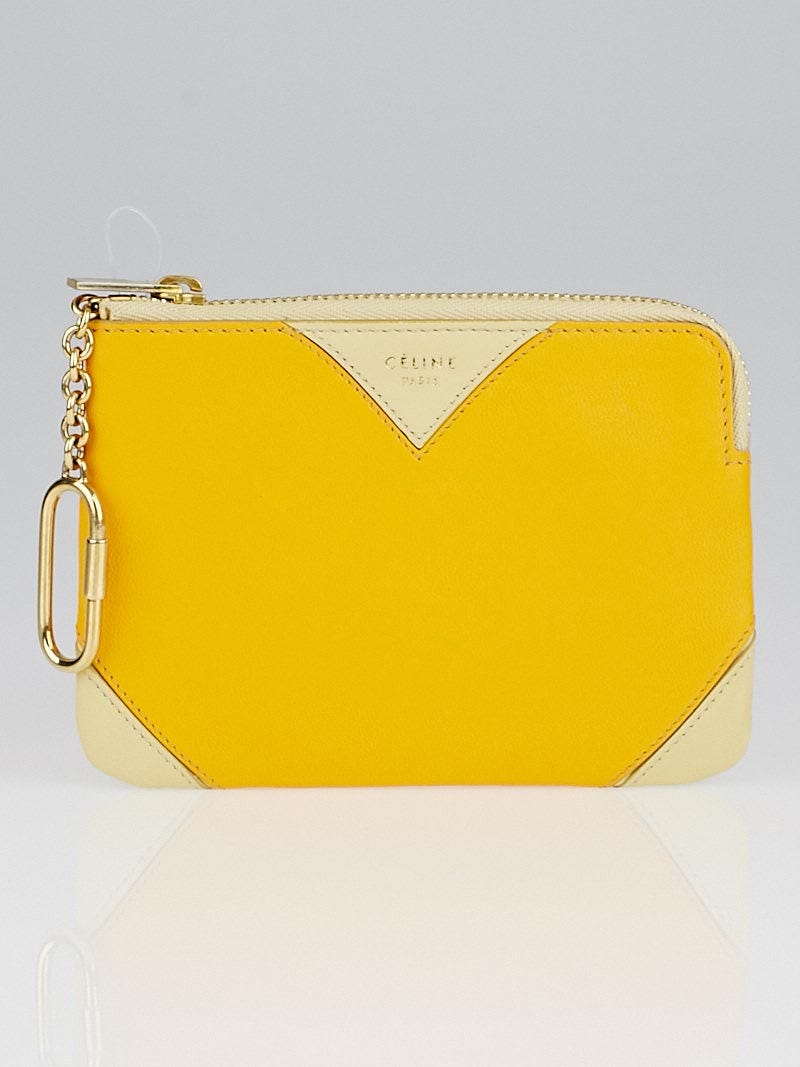 Celine Orange/Beige Leather Bi-Color Key and Change Holder Pouch ...
