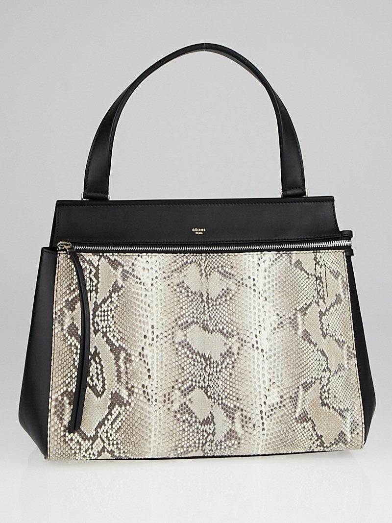 Celine Natural Python and Black Leather Medium Edge Shoulder Bag ...