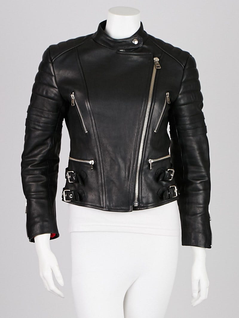 Celine Black Leather Biker Jacket Size 8/40 | Yoogi's Closet