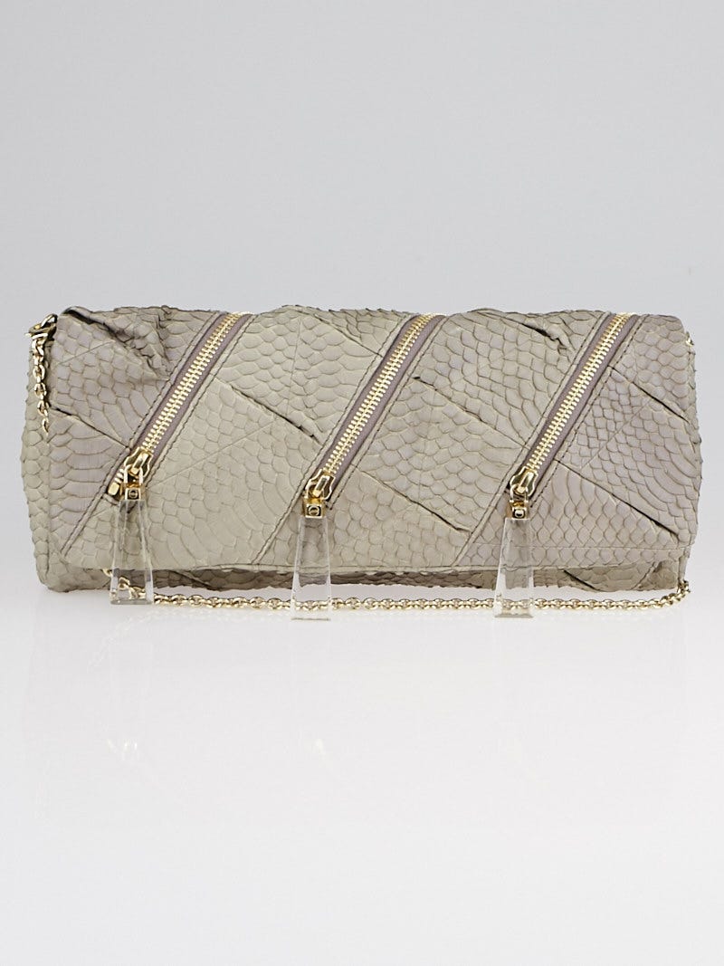 Christian Louboutin Grey Python Pillow Clutch Bag | Yoogi's Closet