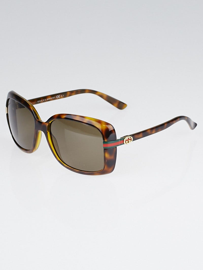 Gucci Tortoise Shell Frame Rectangle Sunglasses-3188/S | Yoogi's Closet