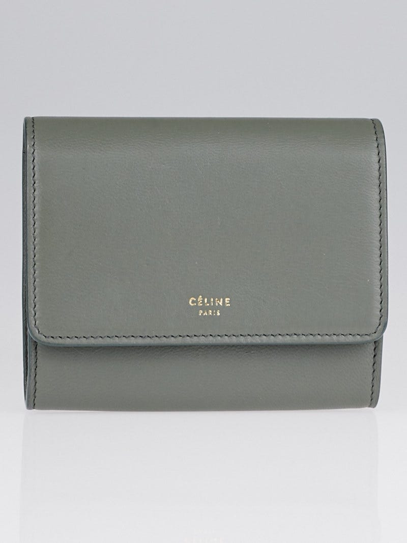 Celine Grey Smooth Leather Compact Wallet | Yoogi's Closet