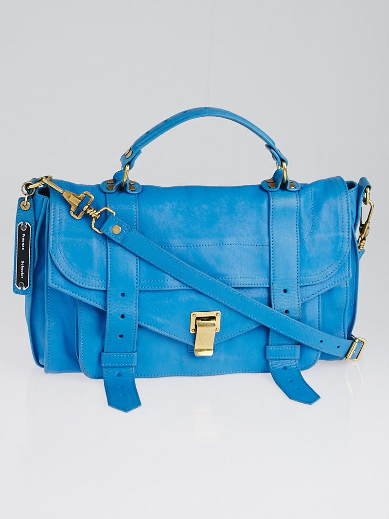 Proenza Schouler Blue Leather Medium PS1 Satchel Bag | Yoogi's Closet