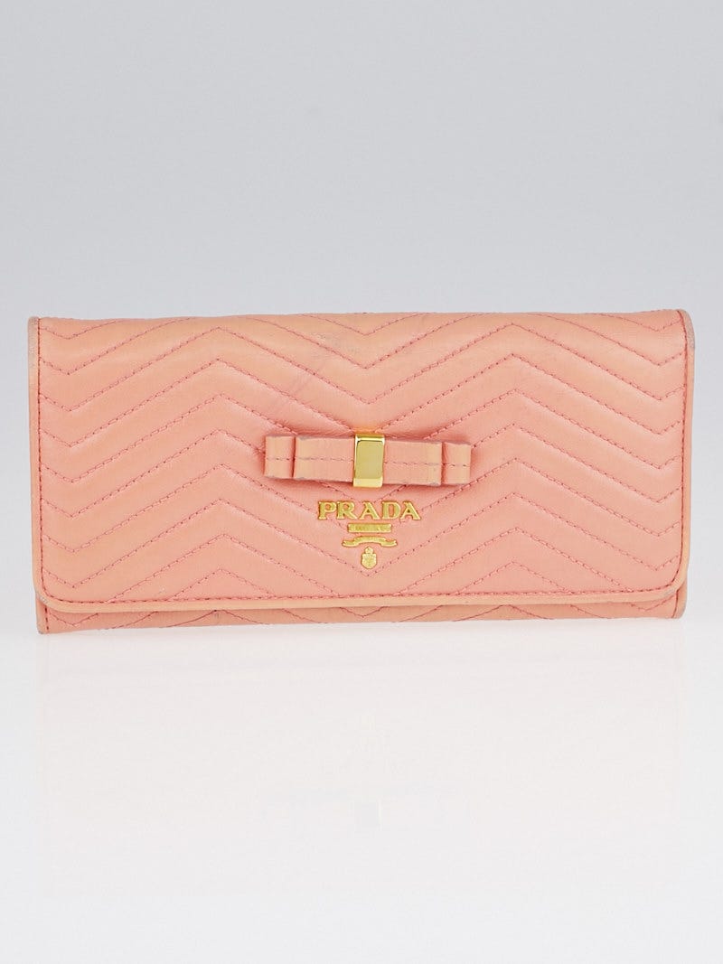 Prada Pink Quilted Leather Bow Flap Wallet | Yoogi's Closet