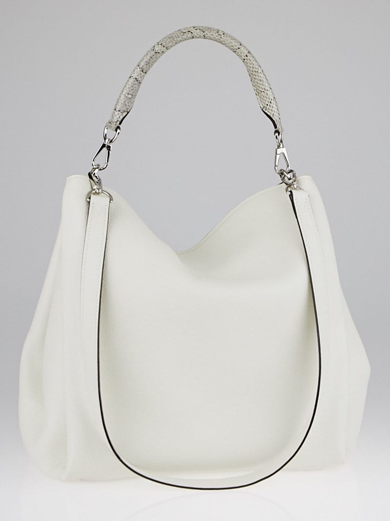 Louis Vuitton White Veau Cachemire Leather and Watersnake Babylone MM ...