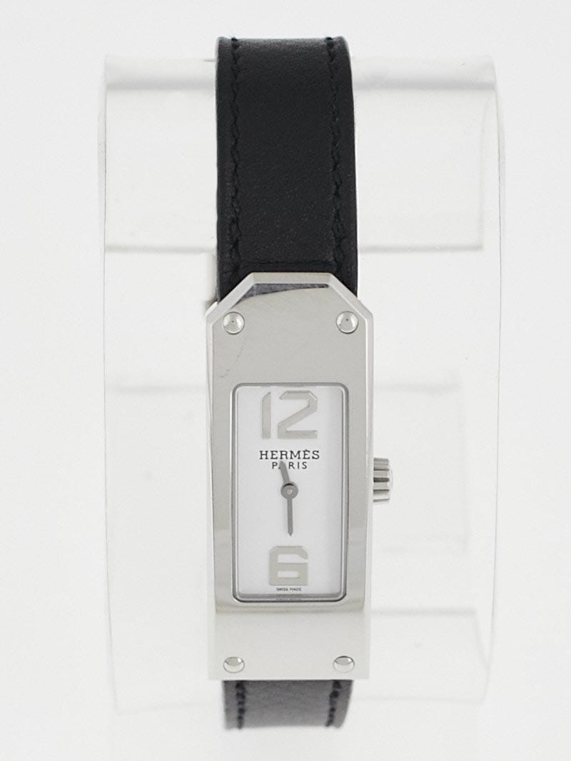 Hermes Black Leather Kelly 2 Quartz Watch KT1.210 | Yoogi's Closet