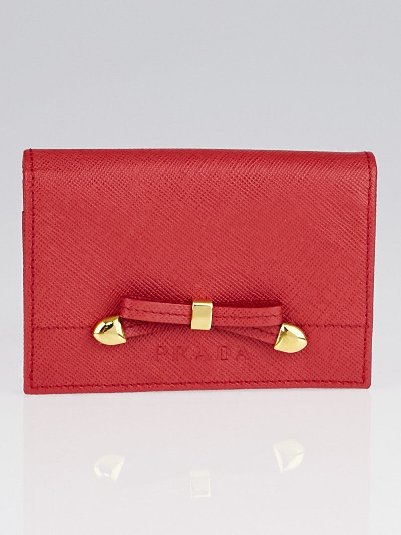 Prada Fuoco Saffiano Chic Leather Card Holder 1M0945 | Yoogi's Closet