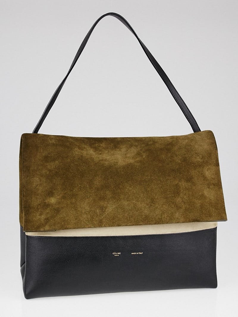 Celine Green/Blue Calfskin Leather and Suede All Soft Shoulder Bag ...