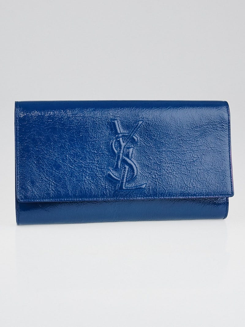 Yves Saint Laurent Blue Textured Patent Leather Belle de Jour Clutch ...