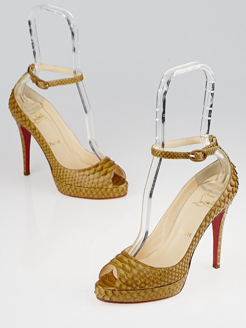 Christian Louboutin Tobacco Python Y'Open 120 Sandals Size 6.5/37 ...