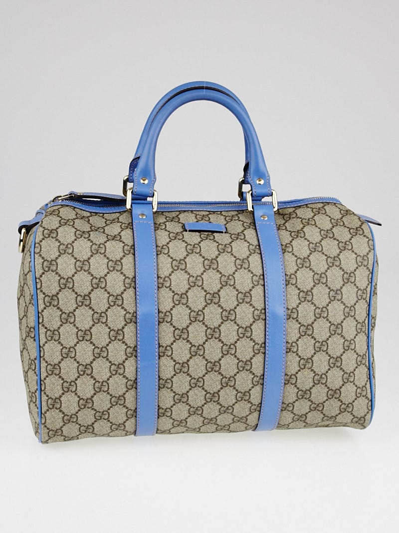 Gucci Beige/Blue GG Coated Canvas Medium Joy Boston Bag | Yoogi's Closet