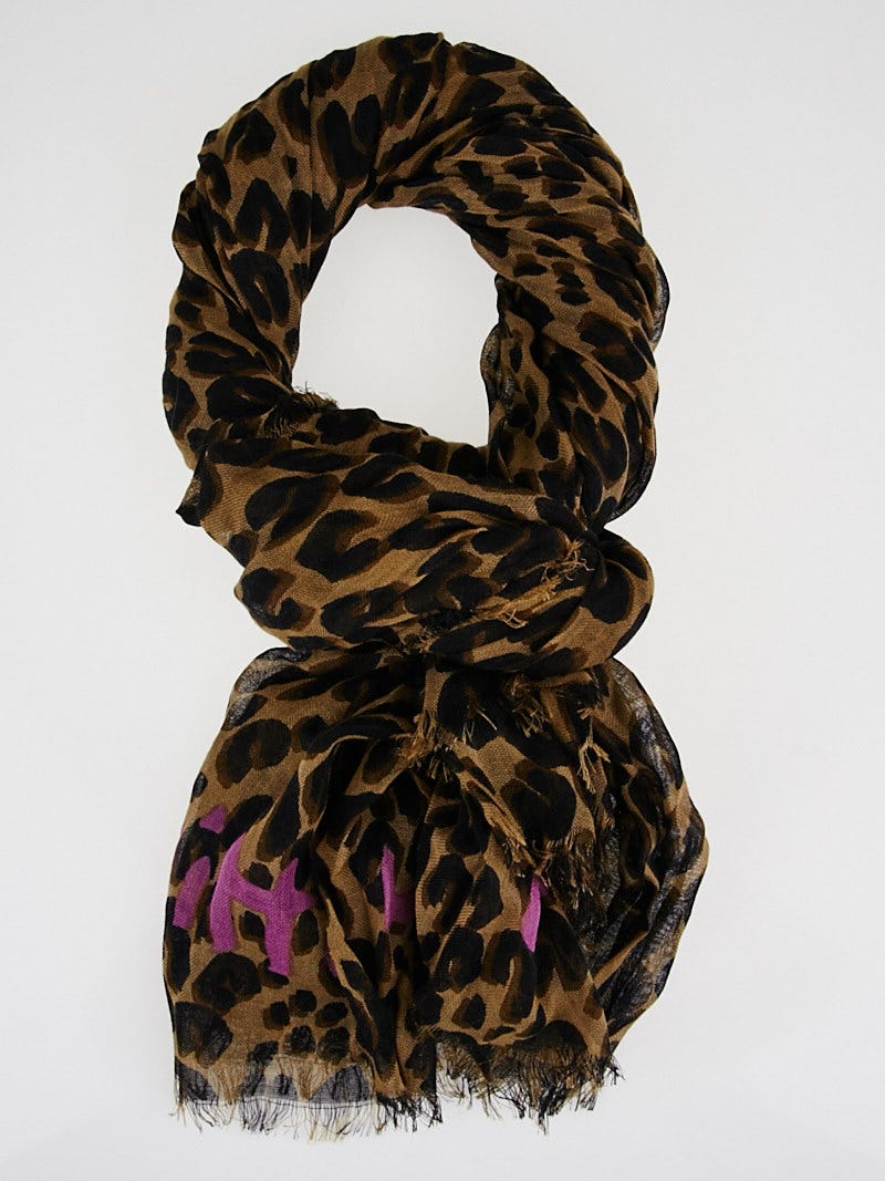 Louis Vuitton Brown Cashmere/Silk Stephen Sprouse Leopard Stole Scarf ...
