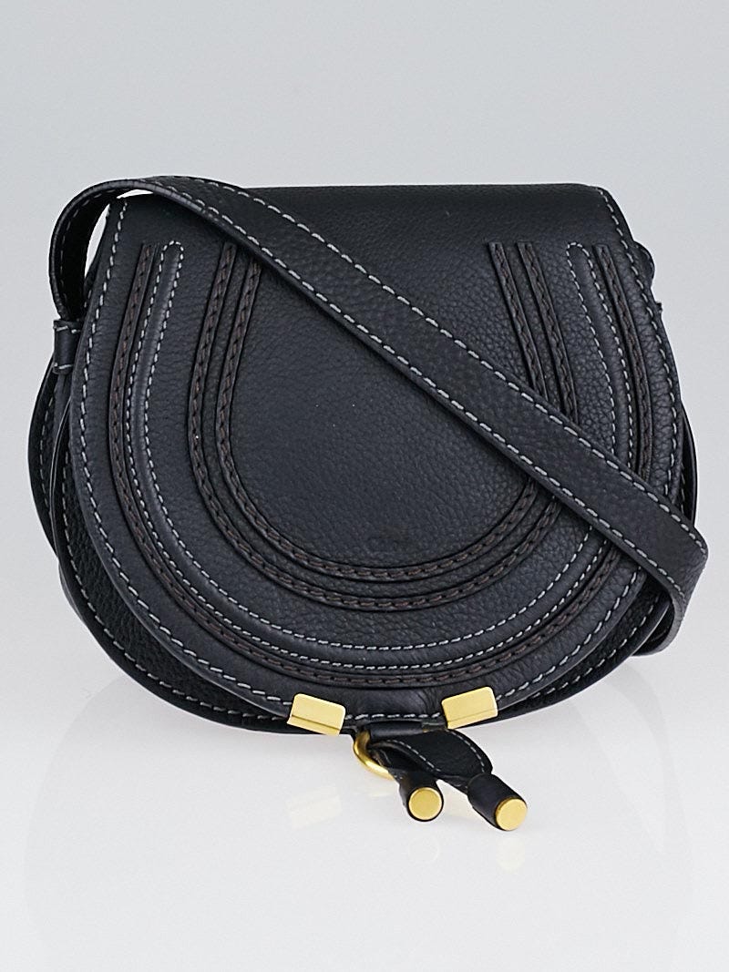 Chloe Black Pebbled Leather Mini Marcie Crossbody Bag | Yoogi's Closet