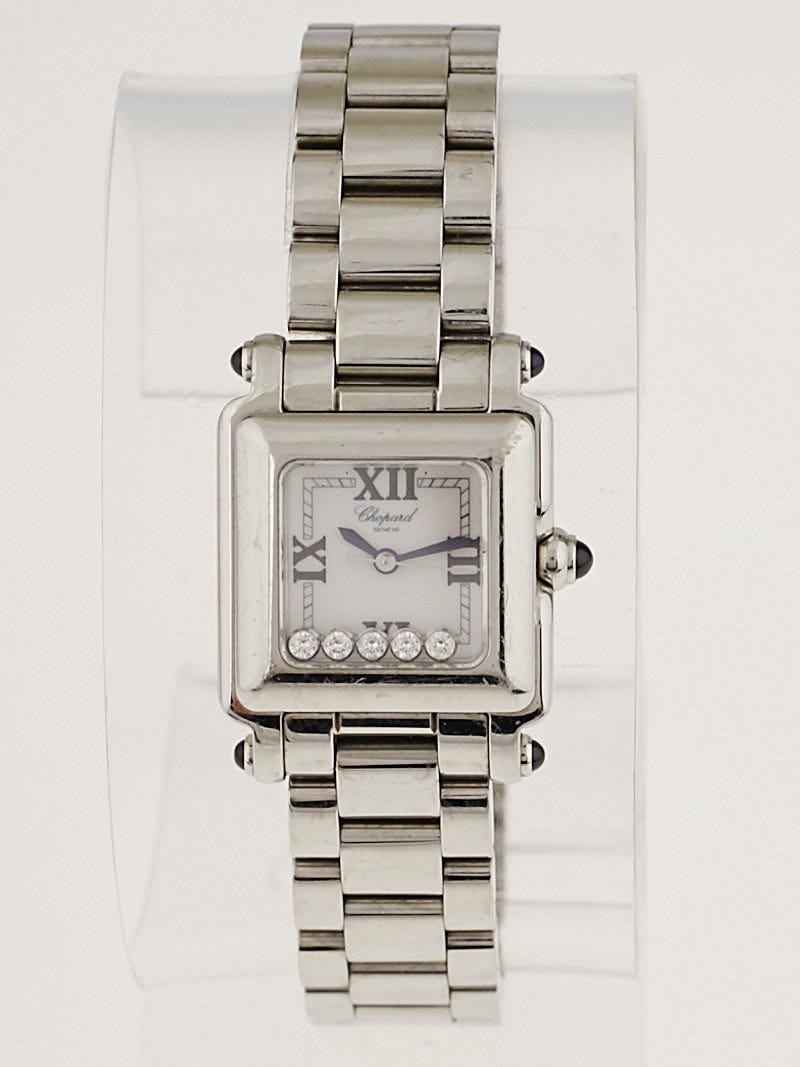 Chopard Stainless Steel Happy Sport Floating Diamonds Square Watch ...