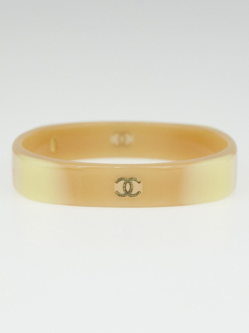 Chanel Beige Resin CC Bangle Bracelet | Yoogi's Closet