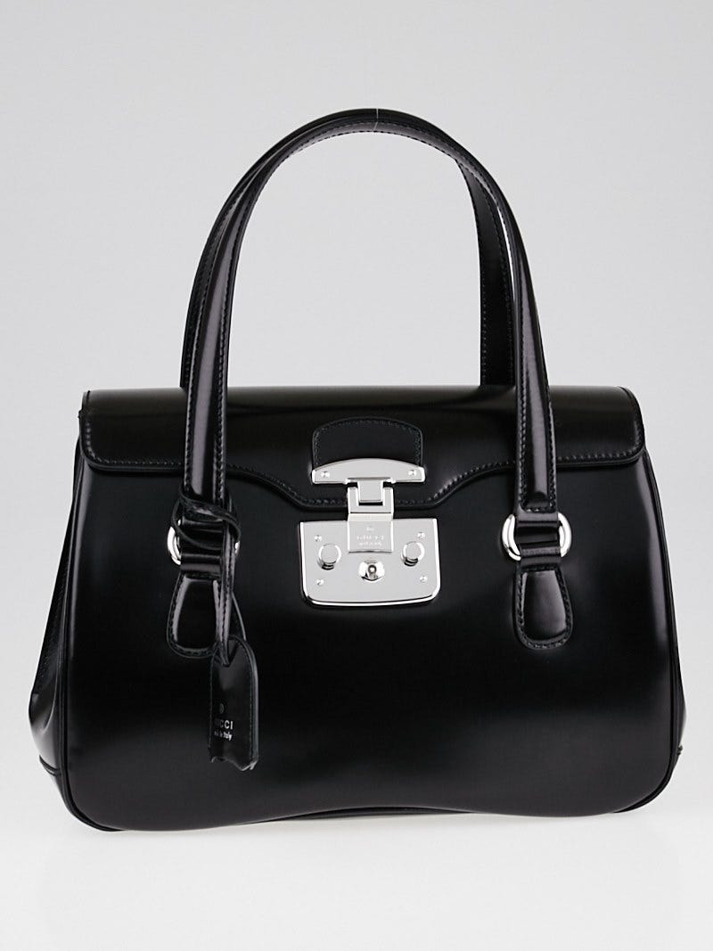 Gucci Black Smooth Leather Lady Lock Small Satchel Bag | Yoogi's Closet