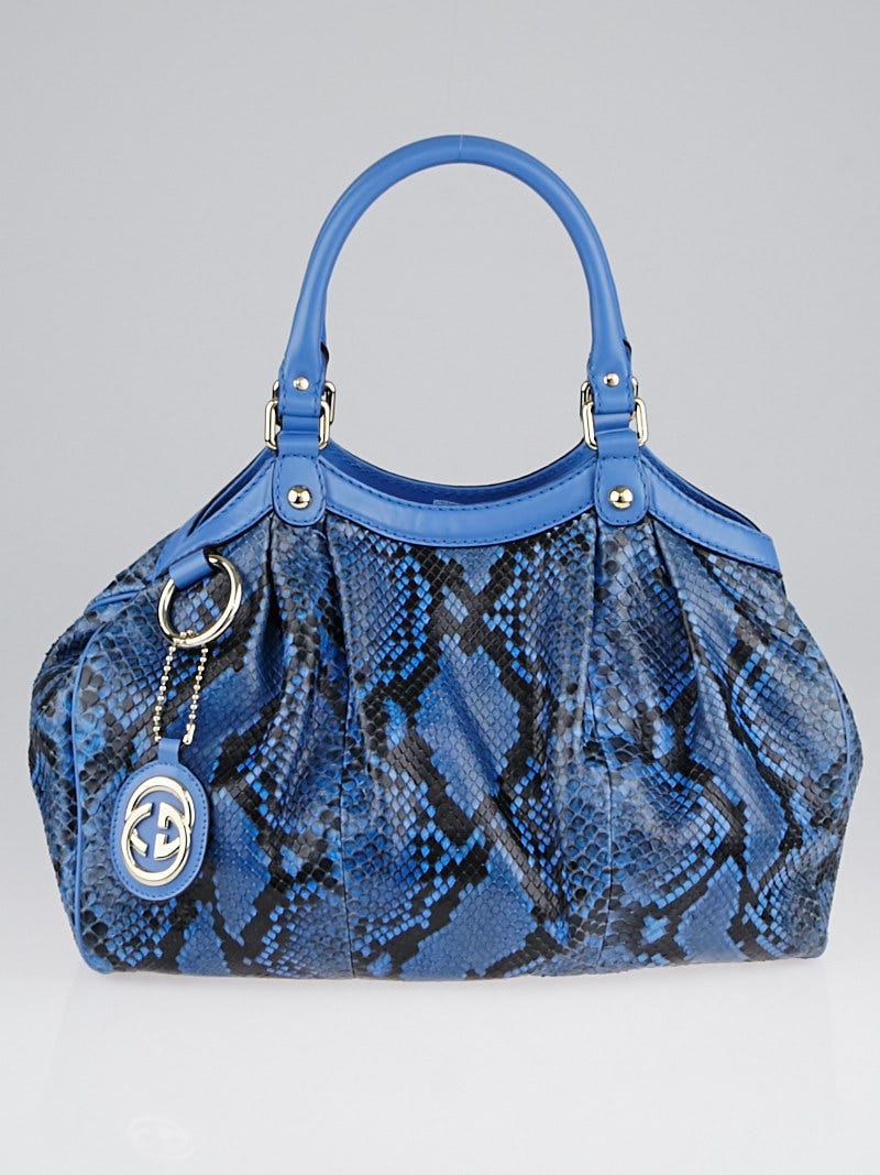 Gucci Blue Python Medium Sukey Tote Bag | Yoogi's Closet
