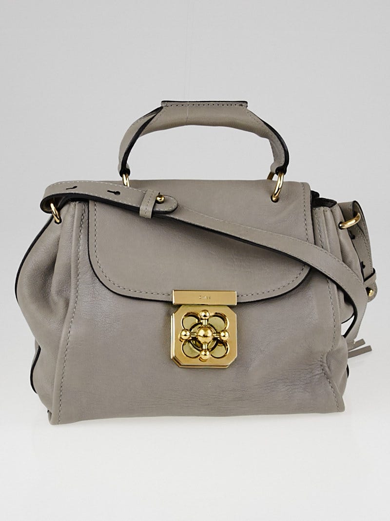 Chloe Light Grey Leather Elsie Small Satchel Bag | Yoogi's Closet