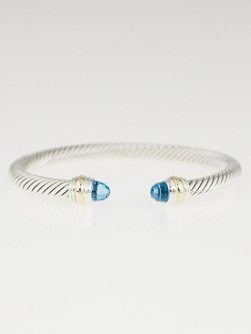 David Yurman 5mm Sterling Silver and Blue Topaz Cable Classics Bracelet ...