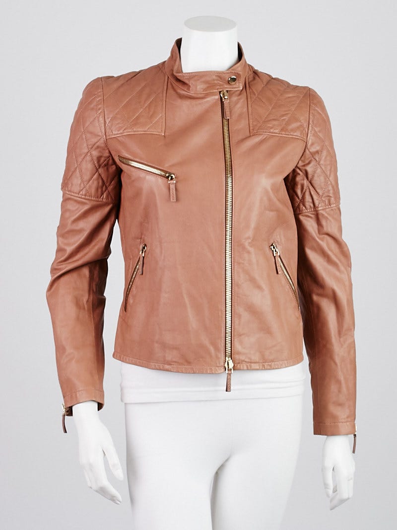 Gucci Brown Leather Motorcycle Jacket Size 8/42 | Yoogi's Closet