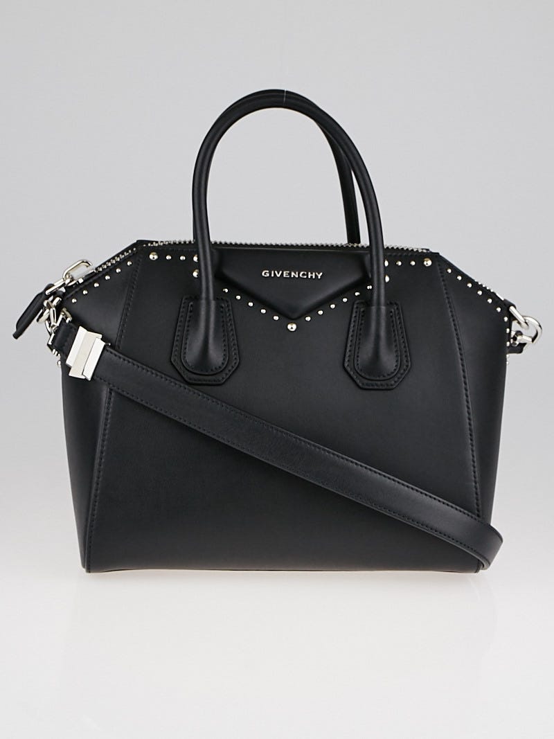 Givenchy Black Smooth Calfskin Leather Studded Small Antigona Bag ...