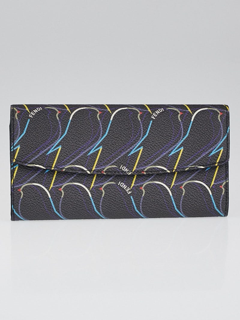 Fendi Grey Coated Canvas Birds Continental Wallet 8M0340 | Yoogi's Closet