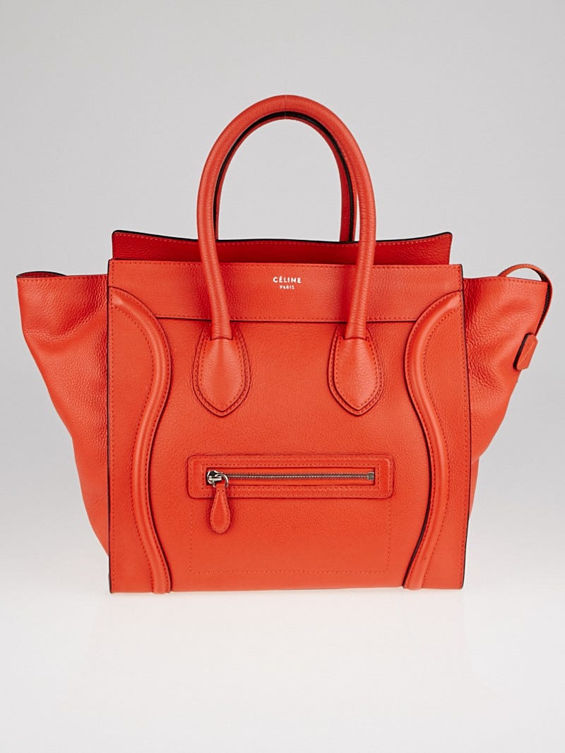 Celine Orange Drummed Calfskin Leather Mini Luggage Tote Bag | Yoogi's ...