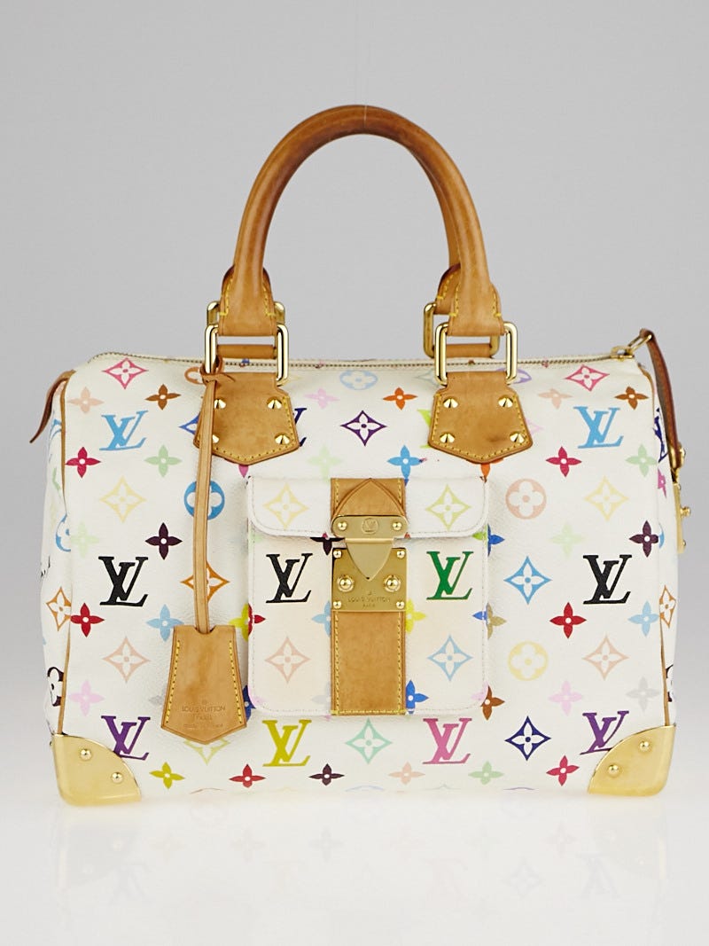 Louis Vuitton White Monogram Multicolore Speedy 30 Bag | Yoogi's Closet