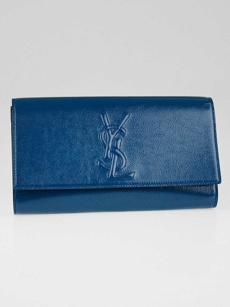 Yves Saint Laurent Blue Textured Patent Leather Large Belle de Jour ...
