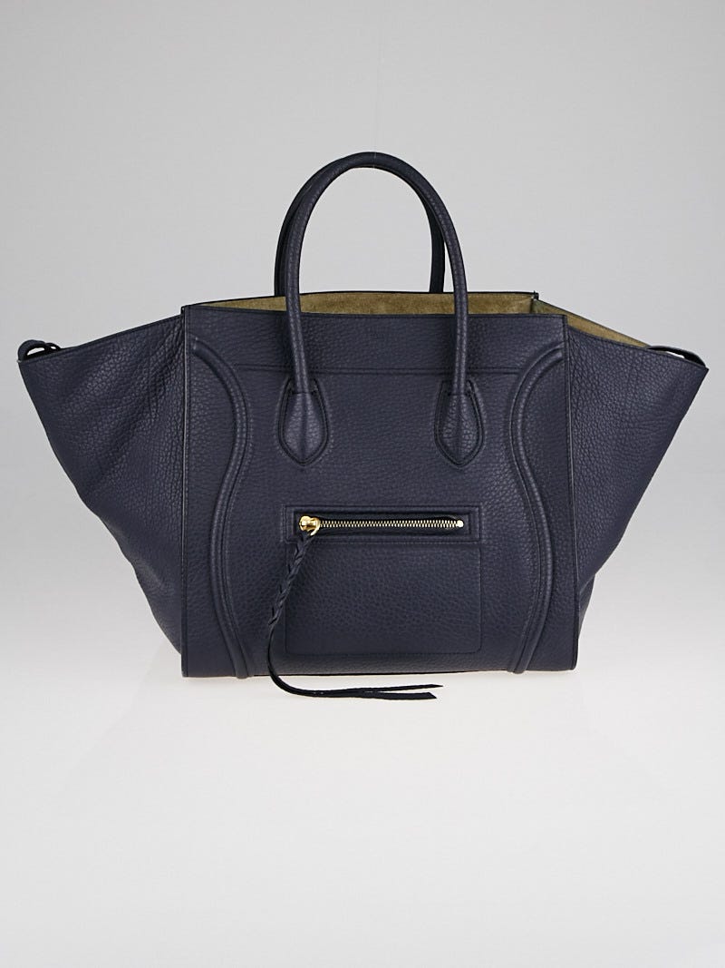 Celine Navy Blue Pebbled Leather Medium Phantom Luggage Tote Bag ...