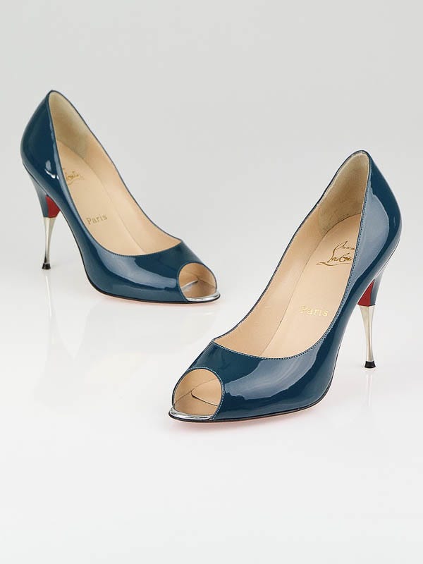 Christian Louboutin Teal Patent Leather Yoyospina 100 Heels Size 9/39.5 ...