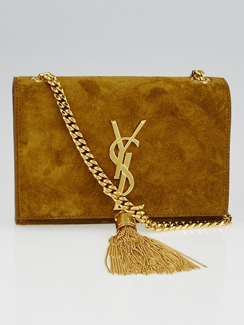 Yves Saint Laurent Brown Suede Monogramme Small Crossbody Bag | Yoogi's ...