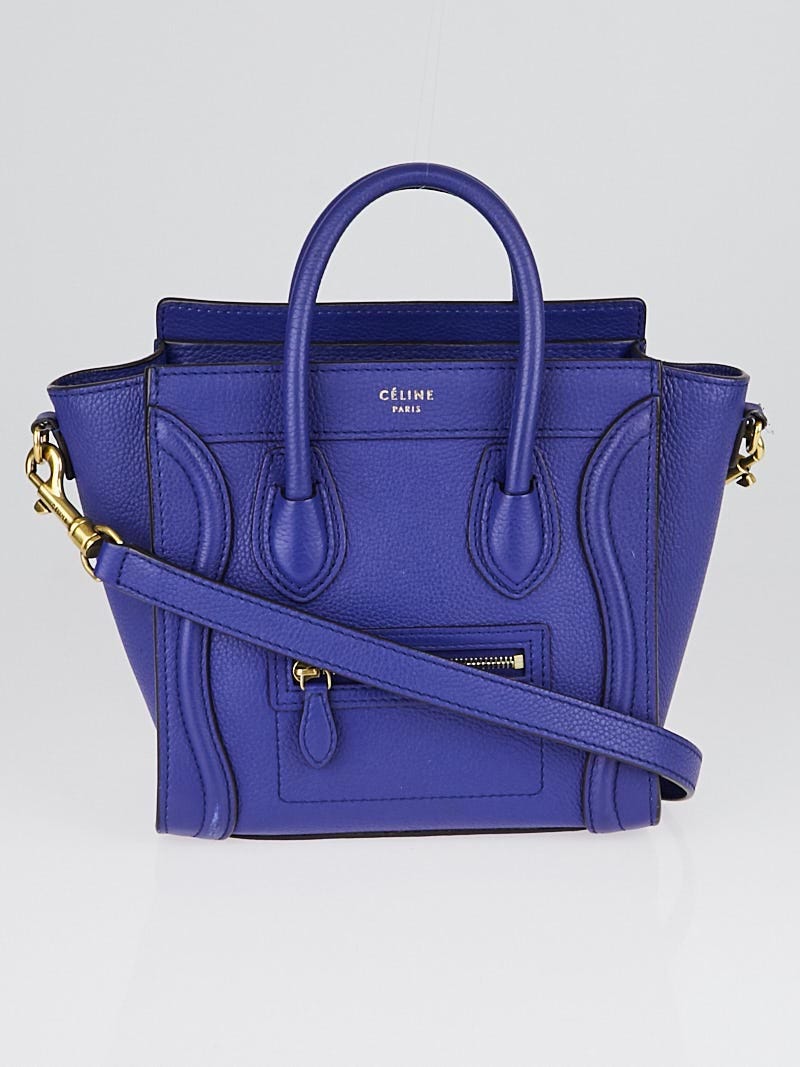 Celine Indigo Drummed Calfskin Leather Nano Luggage Tote Bag | Yoogi's ...