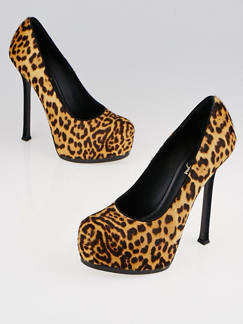 Yves Saint Laurent Leopard Print Pony Hair Tribtoo Pumps Size 6.5/37 ...