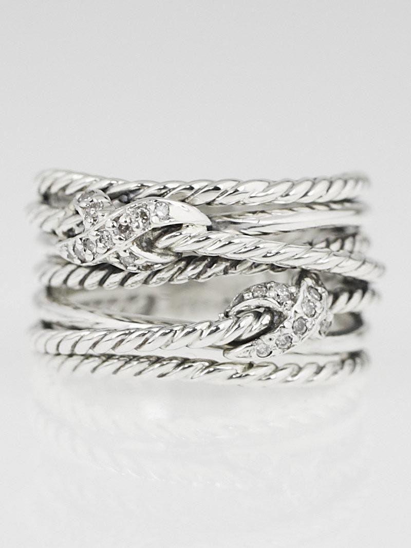 David Yurman Sterling Silver and Diamond Double X Crossover Ring Size 6 ...