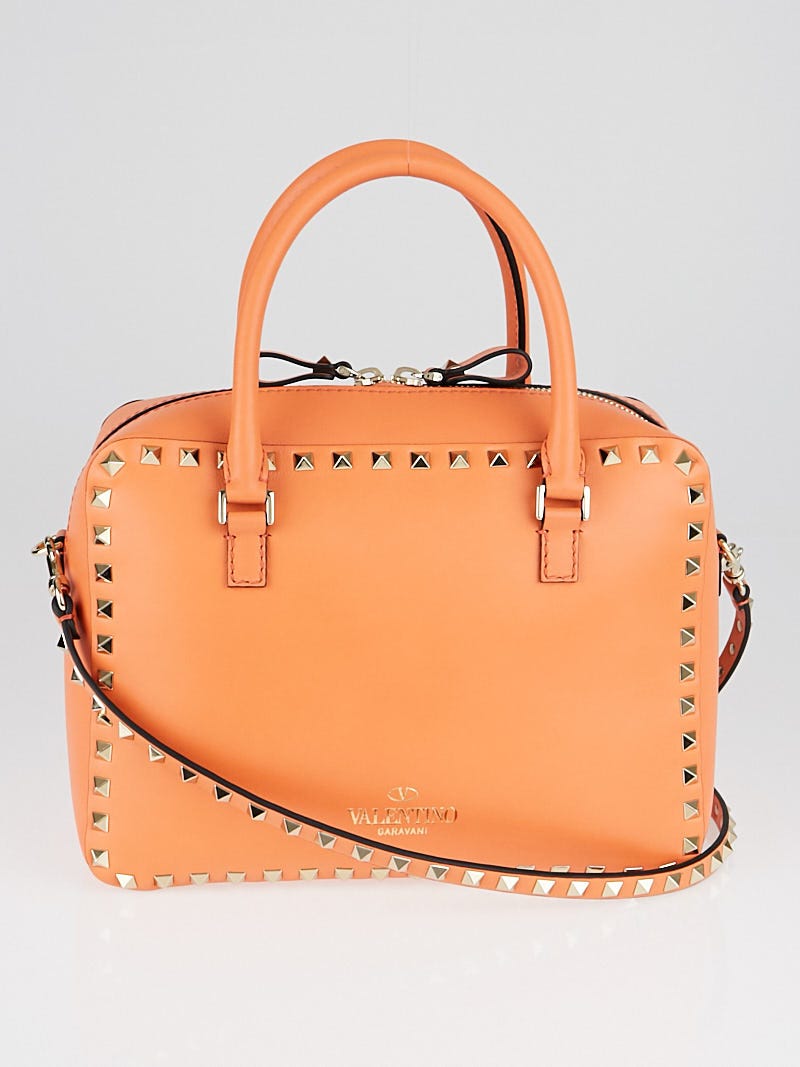 Valentino Melon Leather Rockstud Top Handle Small Bag | Yoogi's Closet