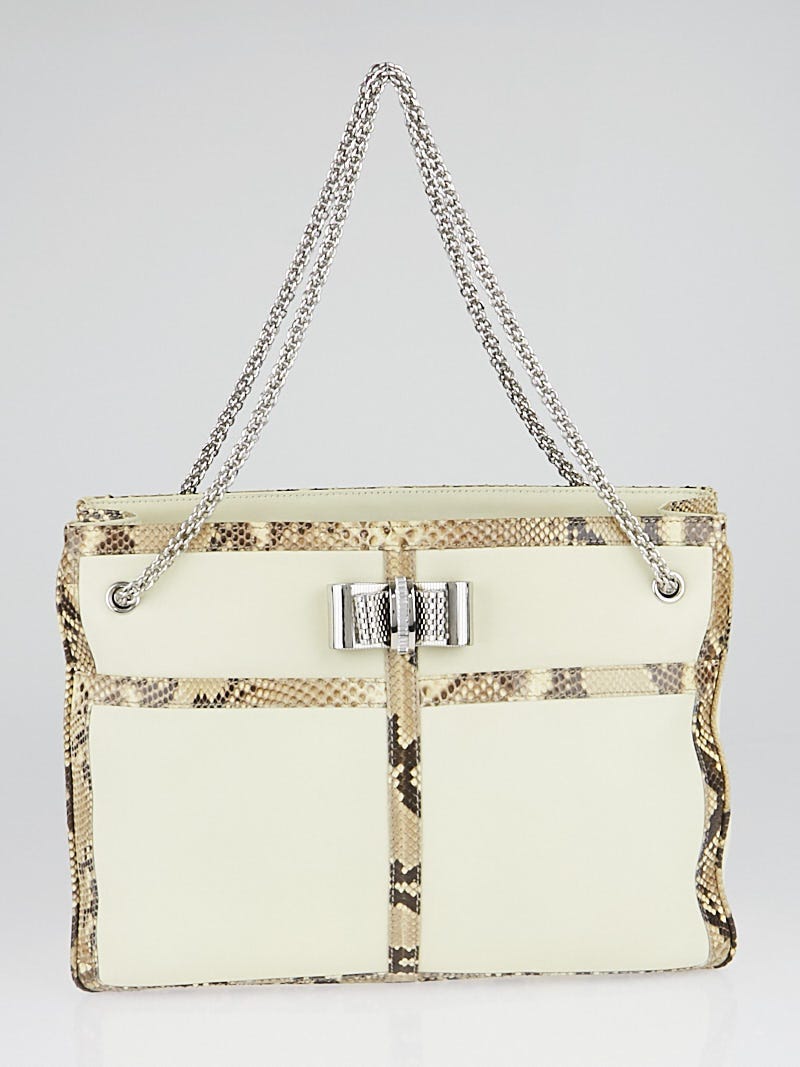 Christian Louboutin Ivory and Python Leather Sweet Charity Tote Bag ...