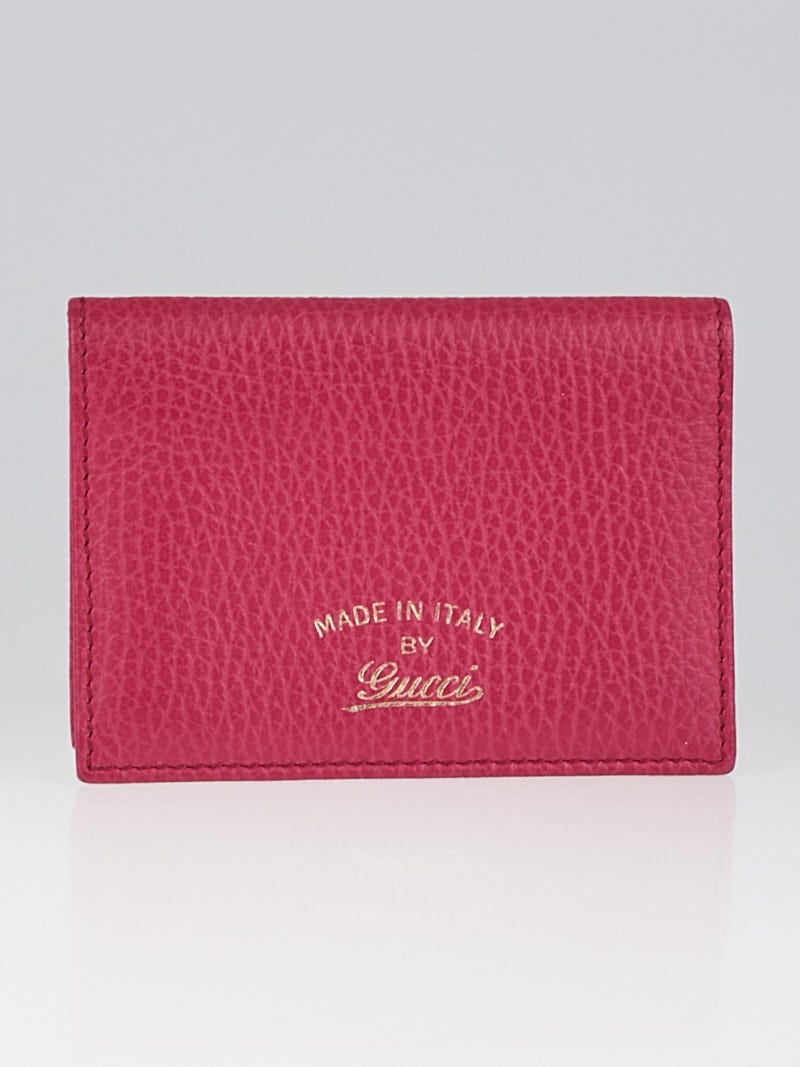 Gucci Fuchsia Swing Leather Train Pass Card Holder | Yoogi's Closet