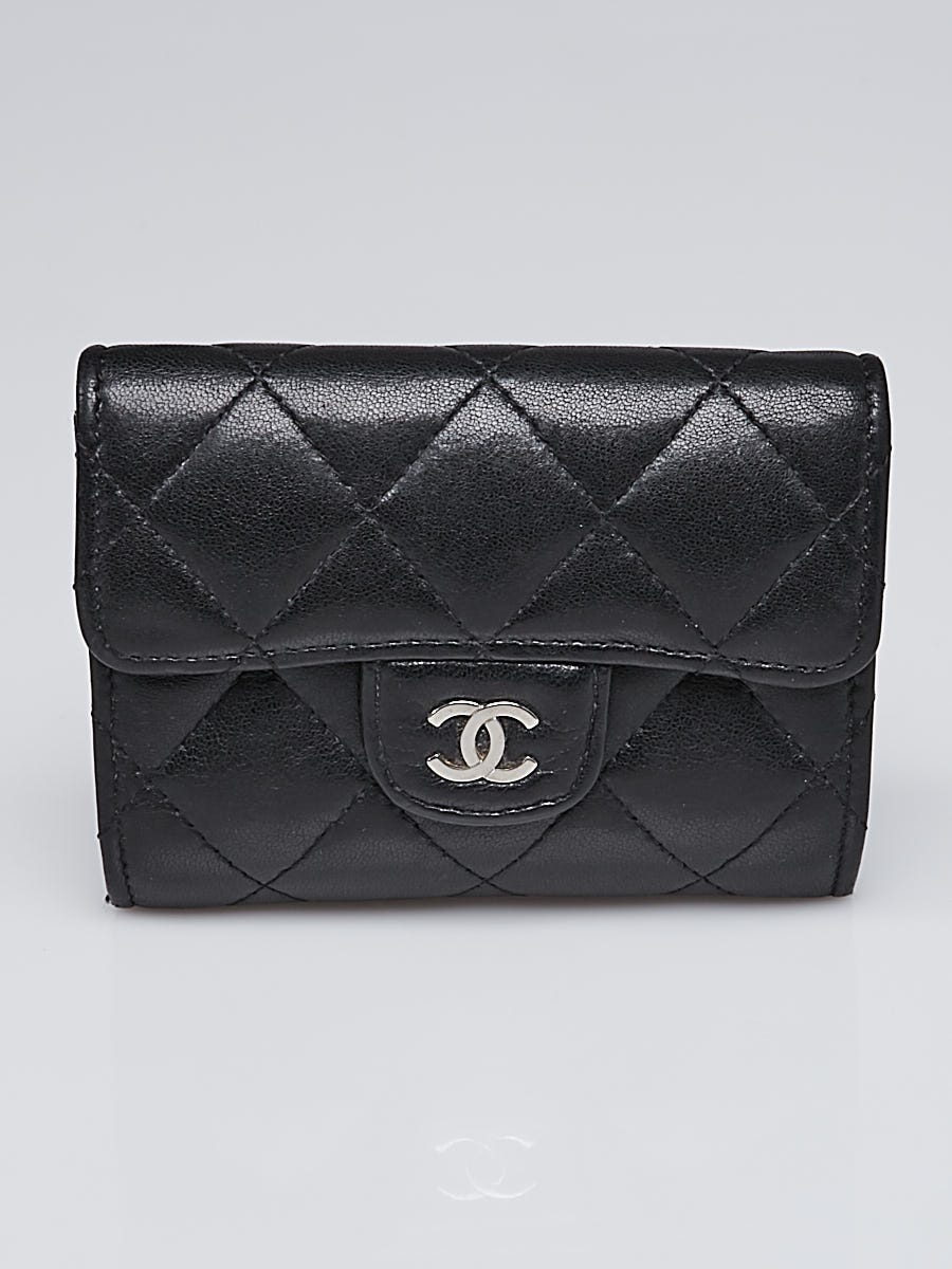 Chanel Black Quilted Lambskin Leather Flap Card Holder | Yoogi's Closet